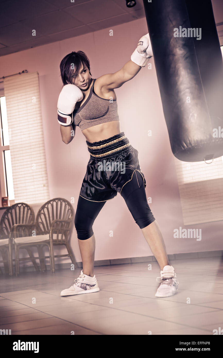 female boxer during training in a gym Stock Photo - Alamy