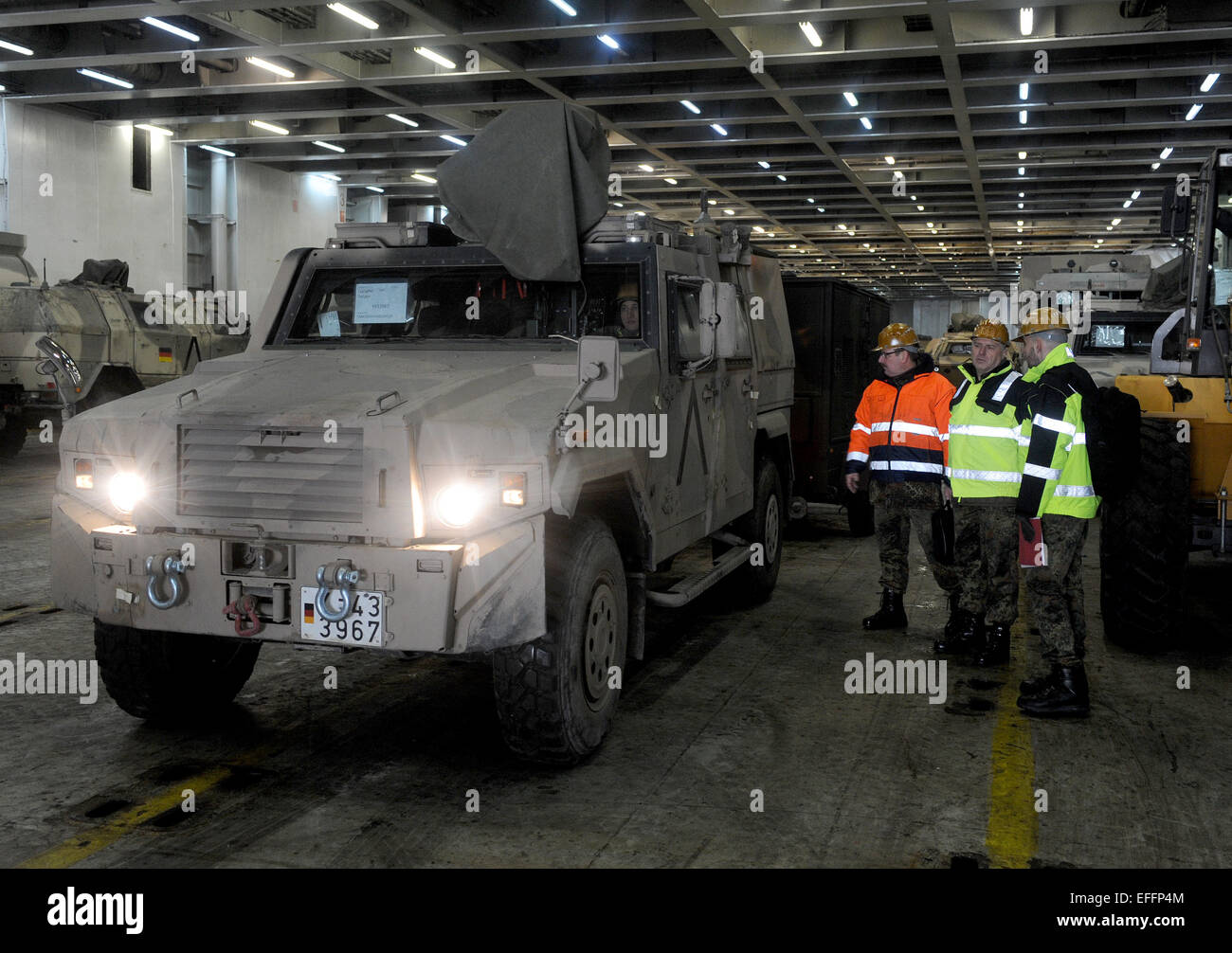 The armoured vehicle 'Dingo' of the German Bundeswehr rolls off the Ro ...