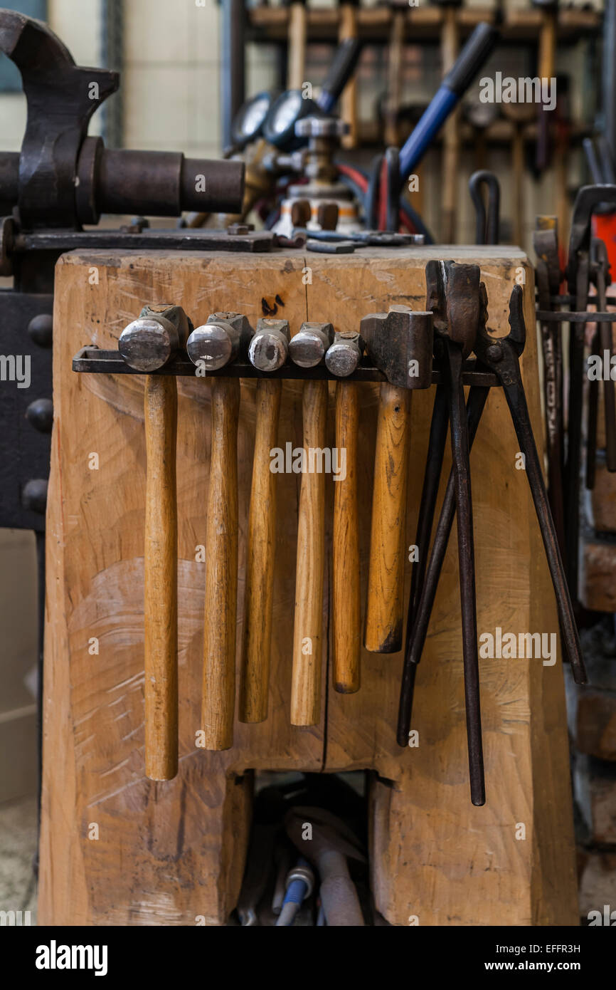 Tools in a workshop of a knife maker Stock Photo - Alamy