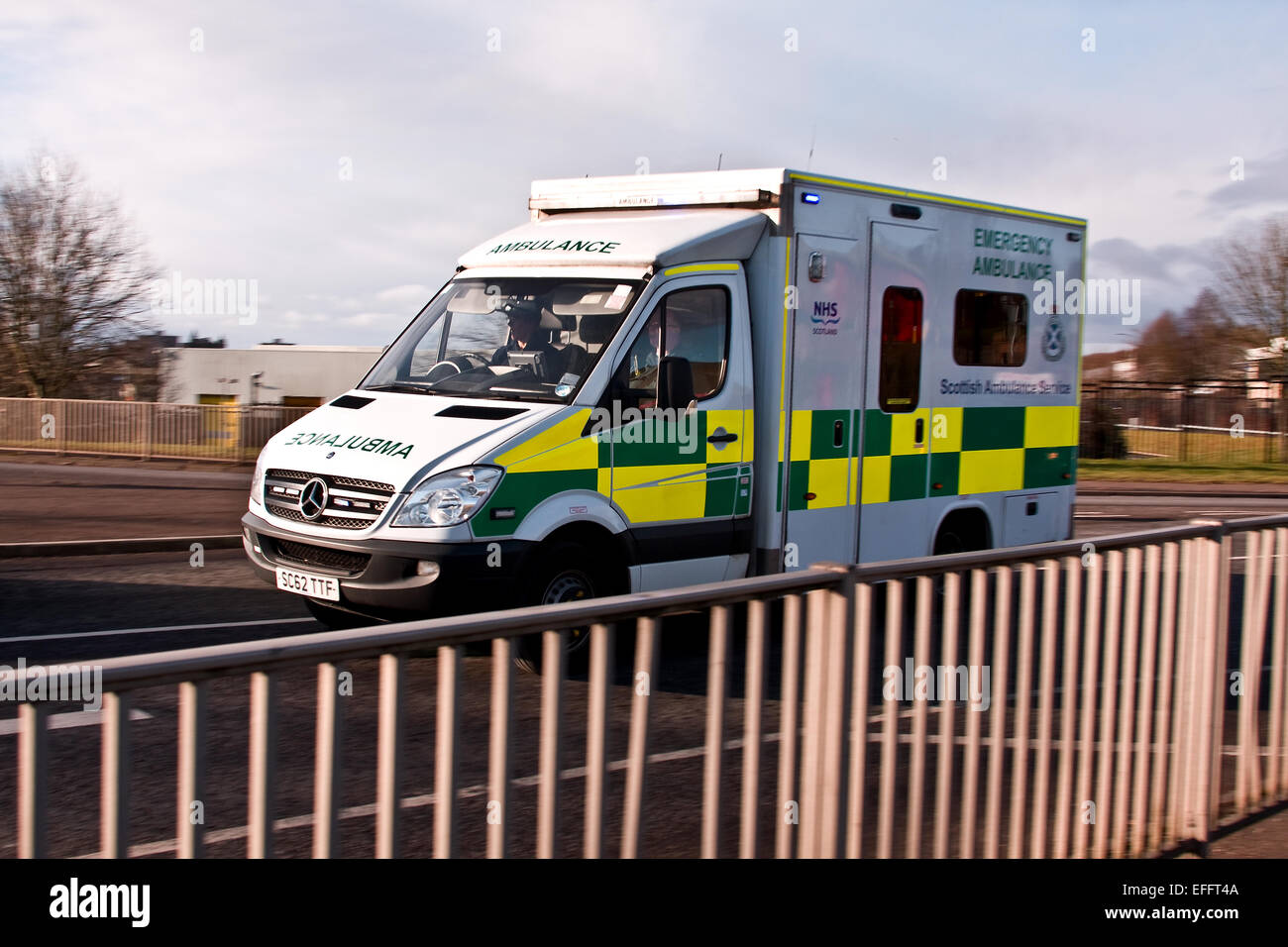 NHS Scottish Ambulance responding to an emergency call speeding around ...