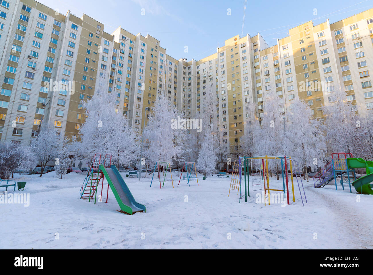 Playground structure outdoors in winter Stock Photo - Alamy
