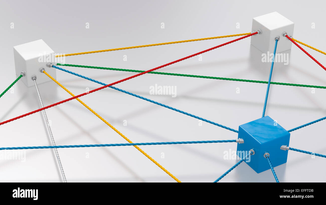 3D rendering of cubes tied up with rope Stock Photo - Alamy