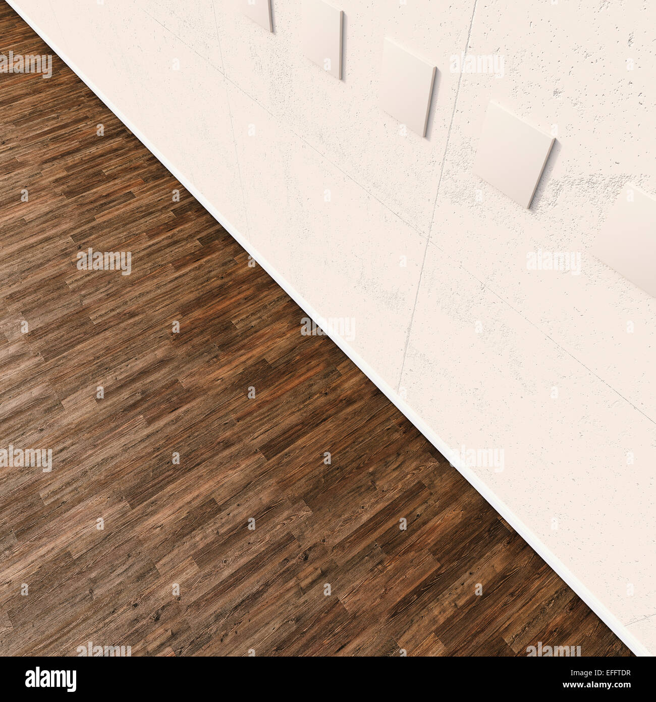 3D rendering of interior concrete wall and wooden floor Stock Photo - Alamy