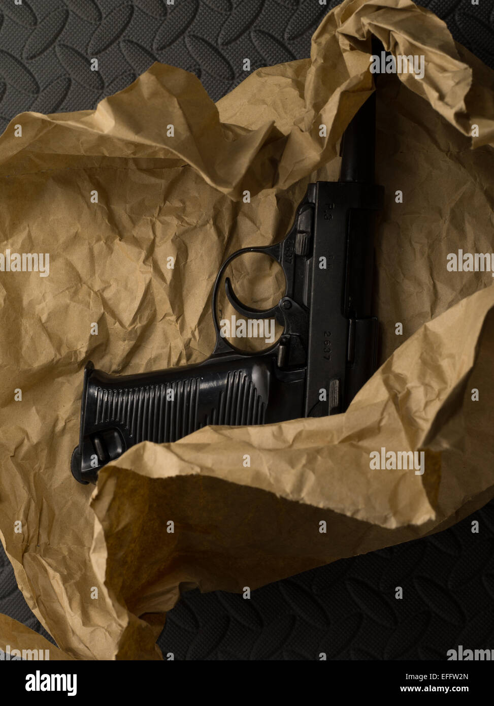 Walther P38 pistol and brown wrapping paper Stock Photo - Alamy