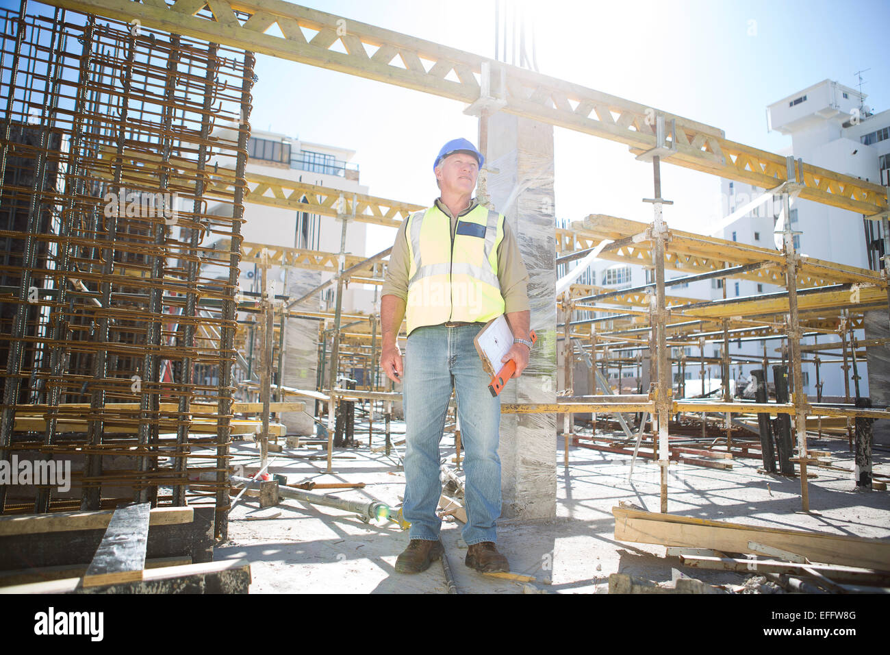 Construction worker on construction site Stock Photo - Alamy