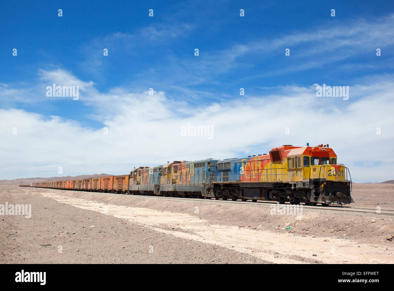 Train in the middle of the Atacama desert. Region de Antofagasta, Chile ...