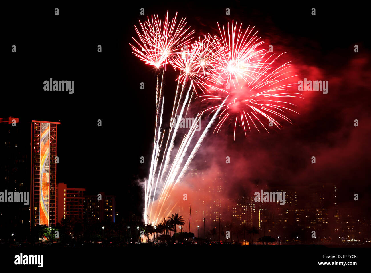 Waikiki fireworks hi-res stock photography and images - Alamy