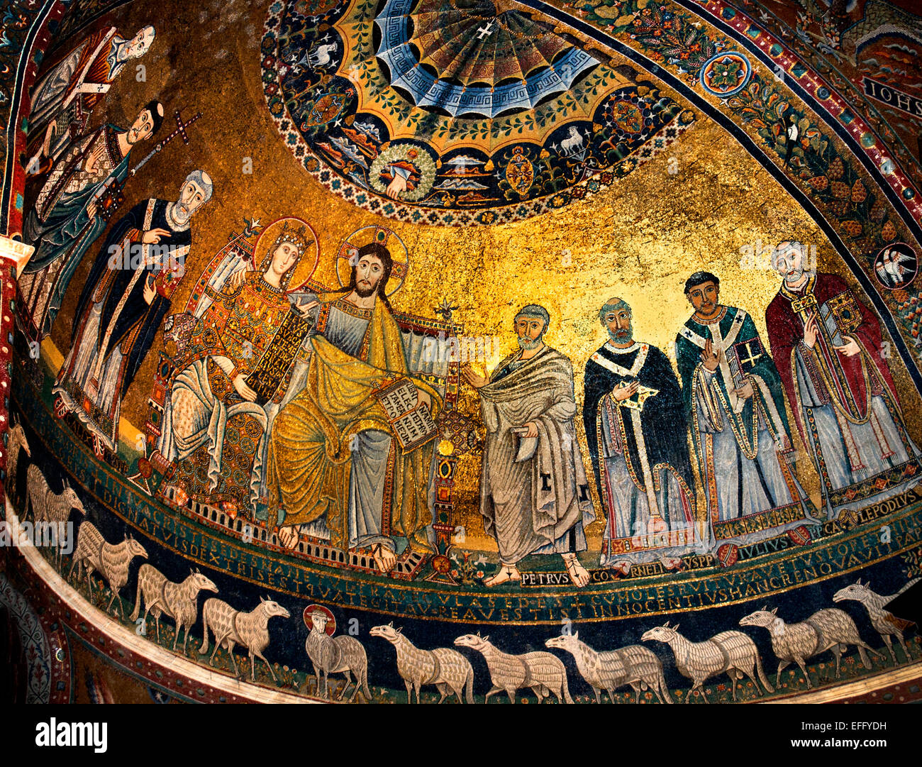 Golden 13th-century mosaics in the apse Basilica di Santa Maria - Dome of Santa Maria in ...