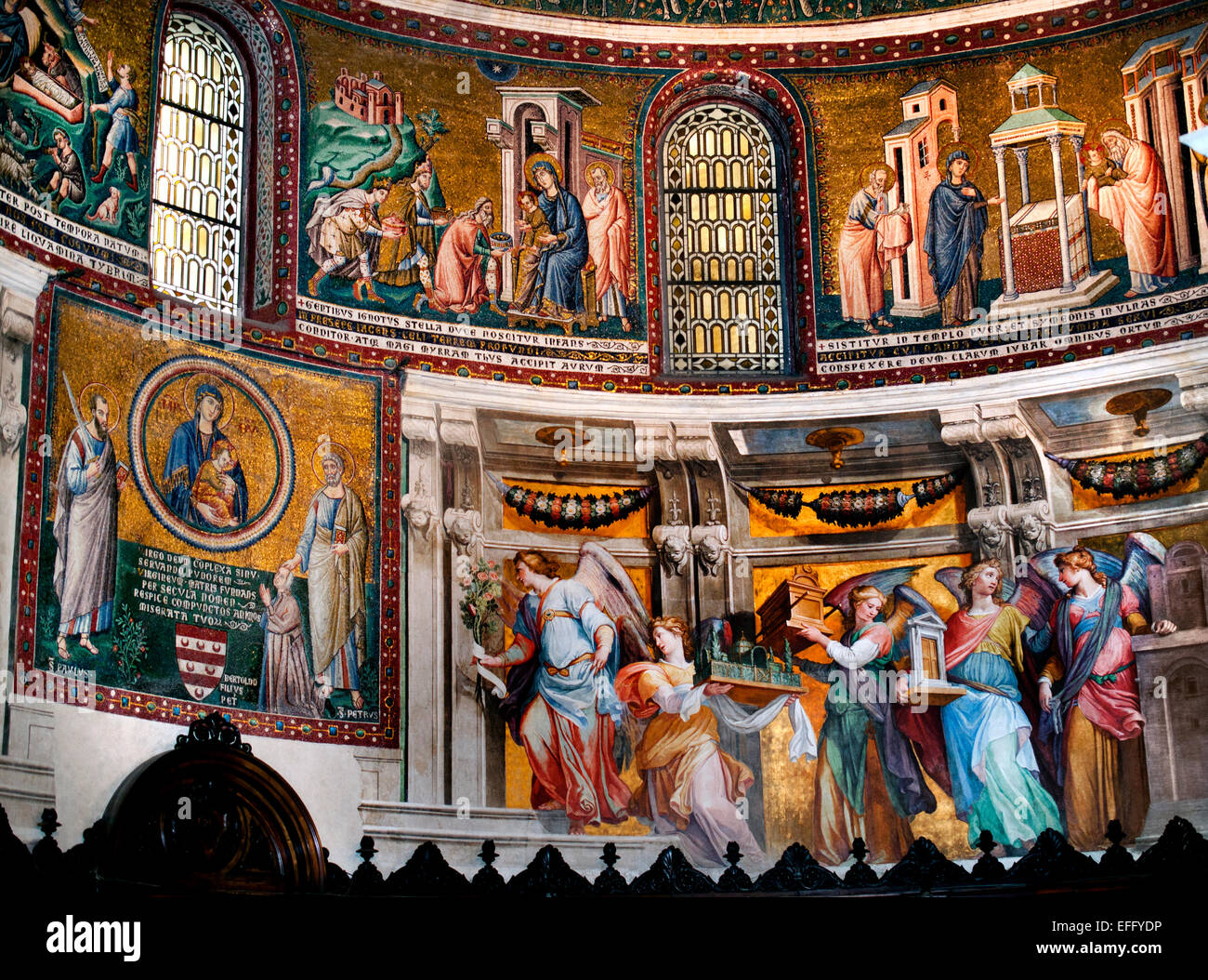 Golden 13th-century mosaics in the apse Basilica di Santa Maria - Dome of Santa Maria in ...