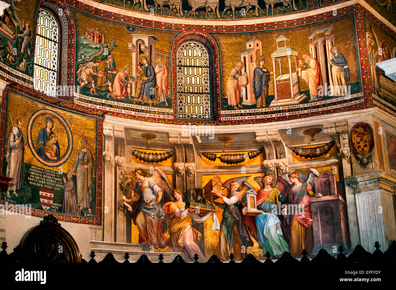 Golden 13th-century mosaics in the apse Basilica di Santa Maria - Dome of Santa Maria in ...