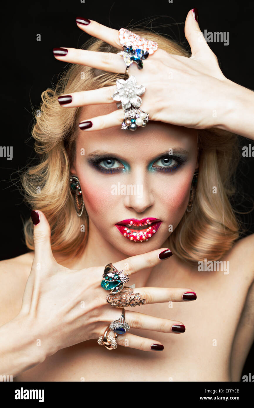 portrait of beautiful girl with diamonds Stock Photo - Alamy