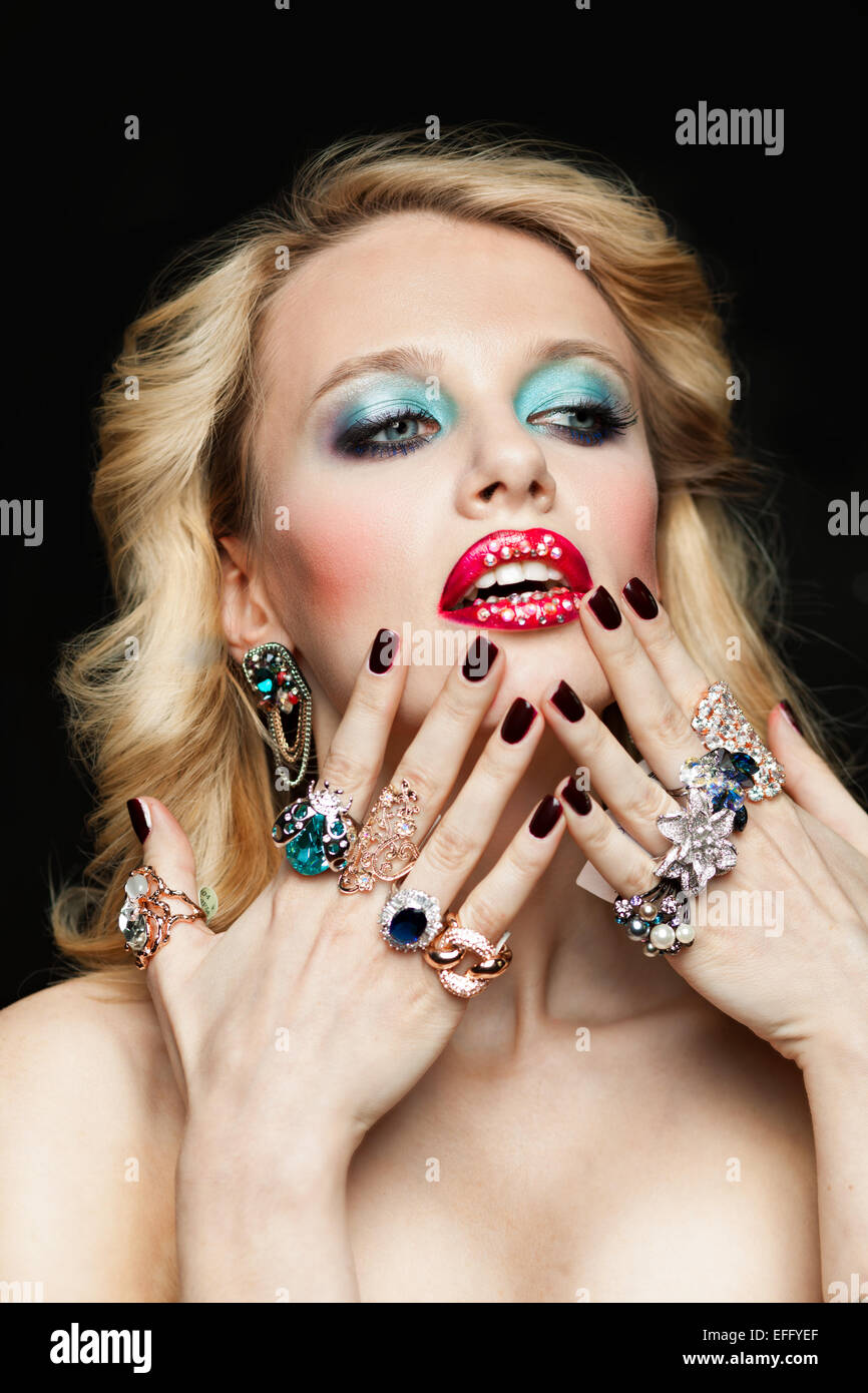 portrait of beautiful girl with diamonds Stock Photo - Alamy