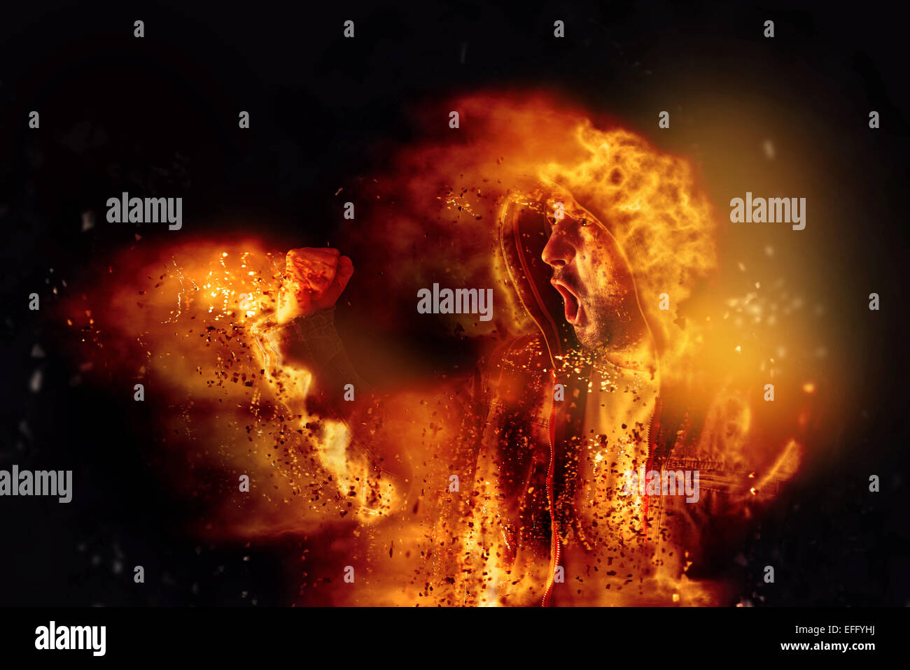 Burning male protester on fire hi-res stock photography and images - Alamy