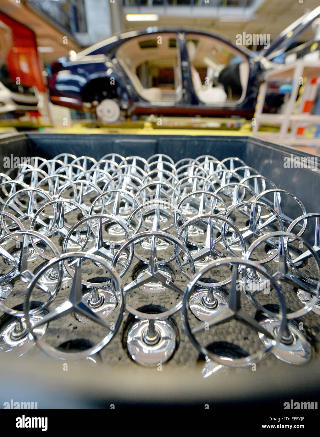 Sindelfingen, Germany. 28th Jan, 2015. Mercedes Benz emblems on an ...