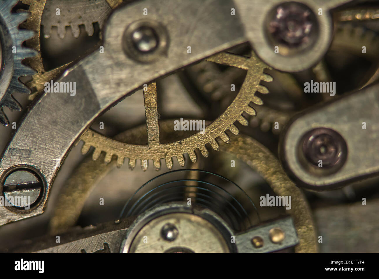 Macro-photo of Swiss wristwatch mechanism. Beat the clock metaphor ...