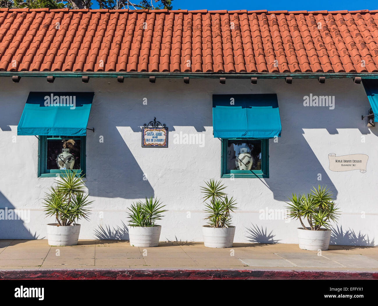 An exterior elevation of the side of the Oreña Adobe, built in 1849, in ...