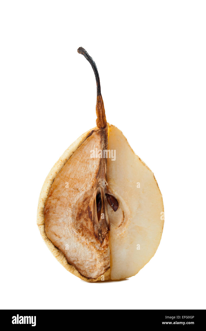 rotten pear on a white background Stock Photo - Alamy