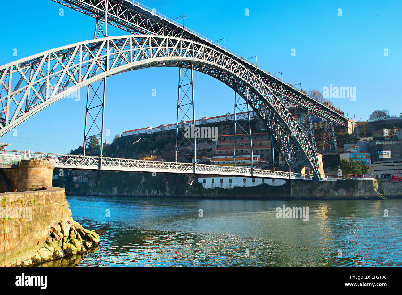 Dom Luis I bridge, also known as Eiffel Bridge in Porto, Portugal Stock ...