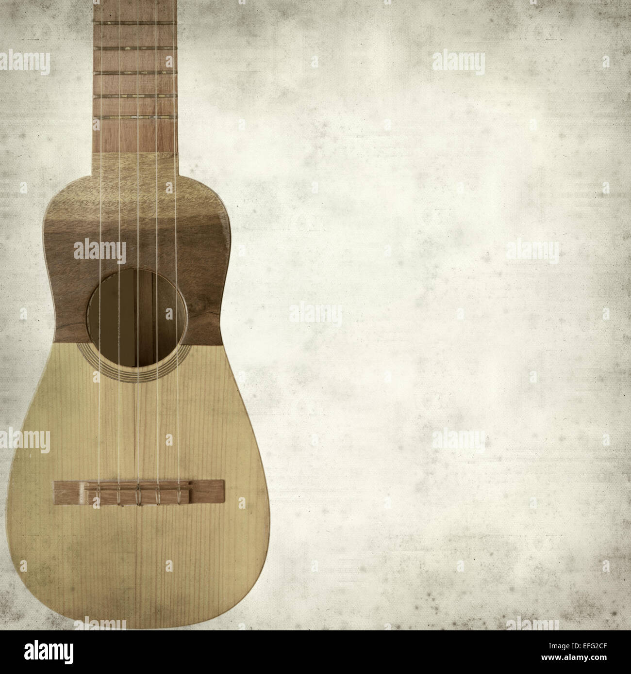 textured old paper background with timple, folk instrument from Canary ...