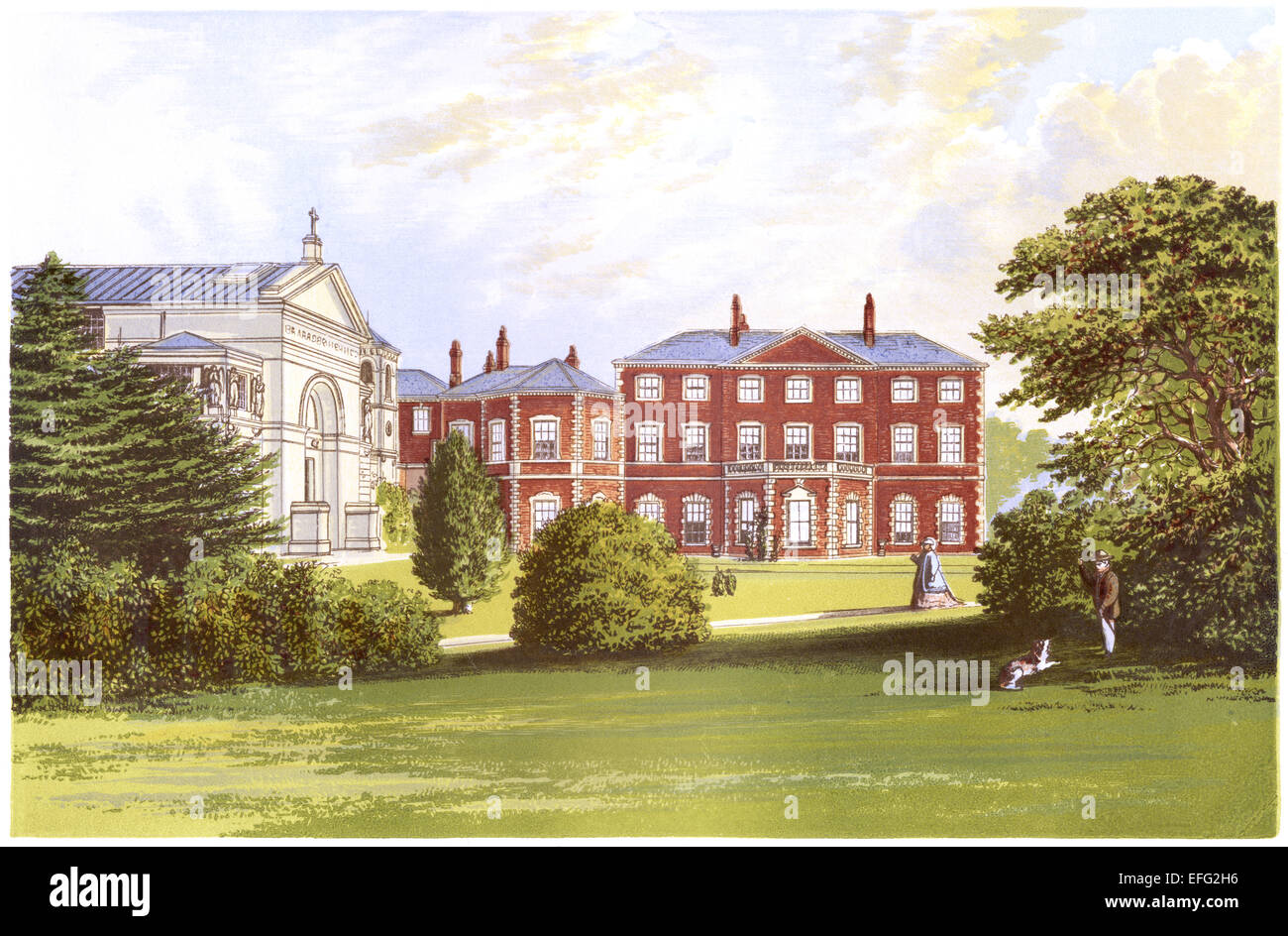 A coloured illustration of Everingham Park scanned at high resolution ...