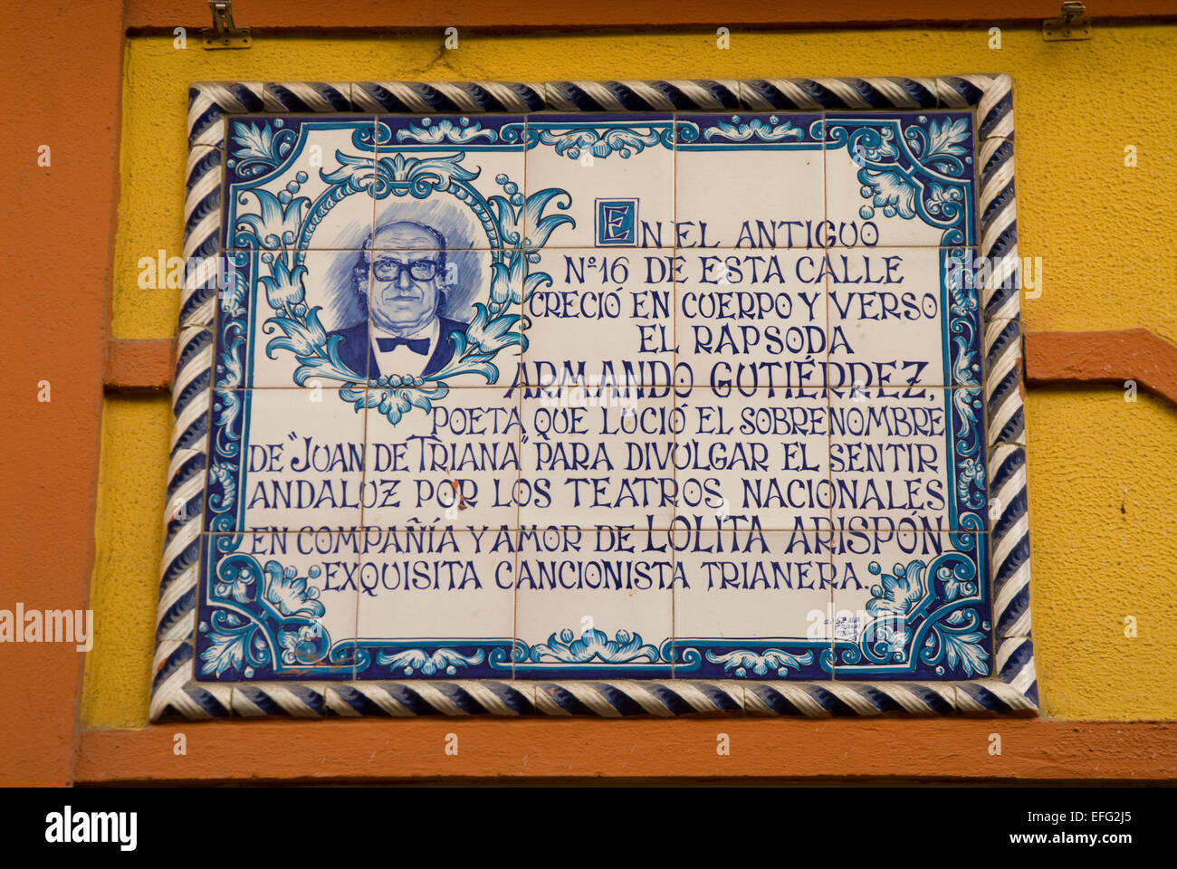 In memory, ceramic wall art, tiles, Seville, Spain Stock Photo - Alamy