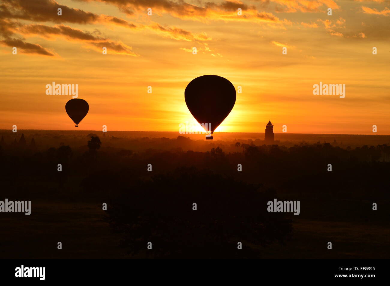 Sunrise over Bagan in Burma Stock Photo - Alamy
