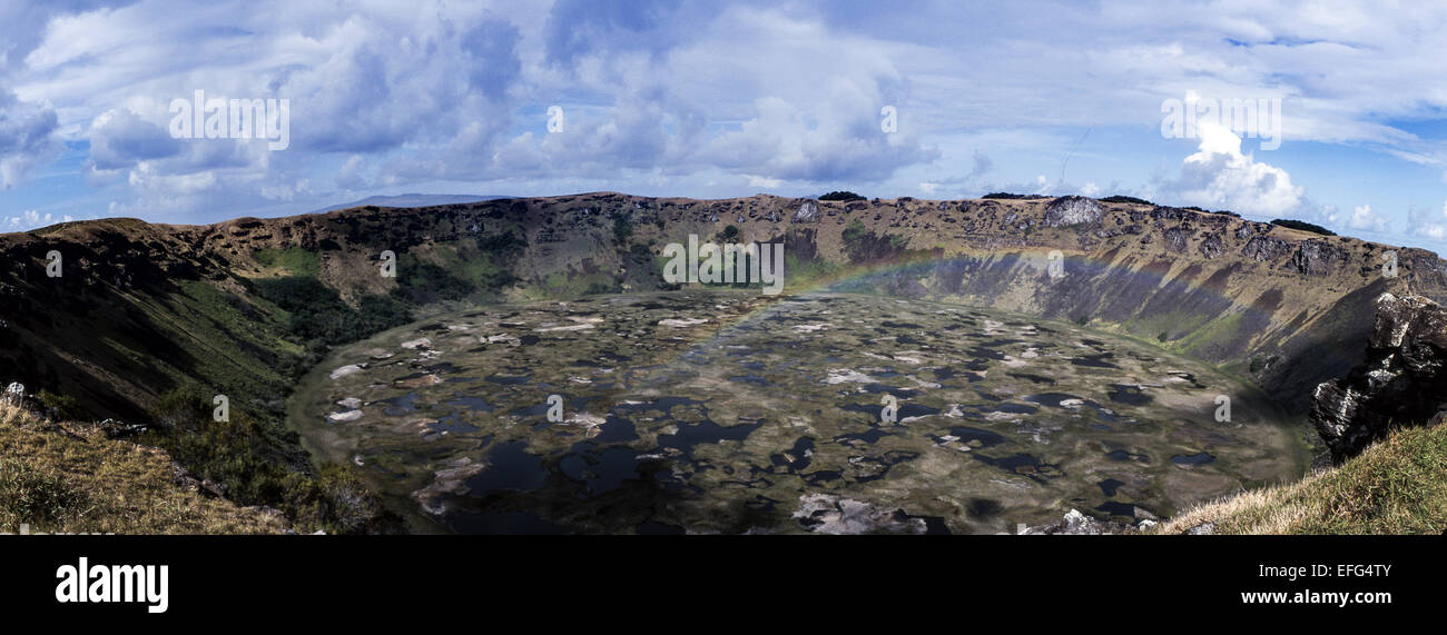 Rano Raraku volcano crater. Easter Island, Chile Stock Photo - Alamy
