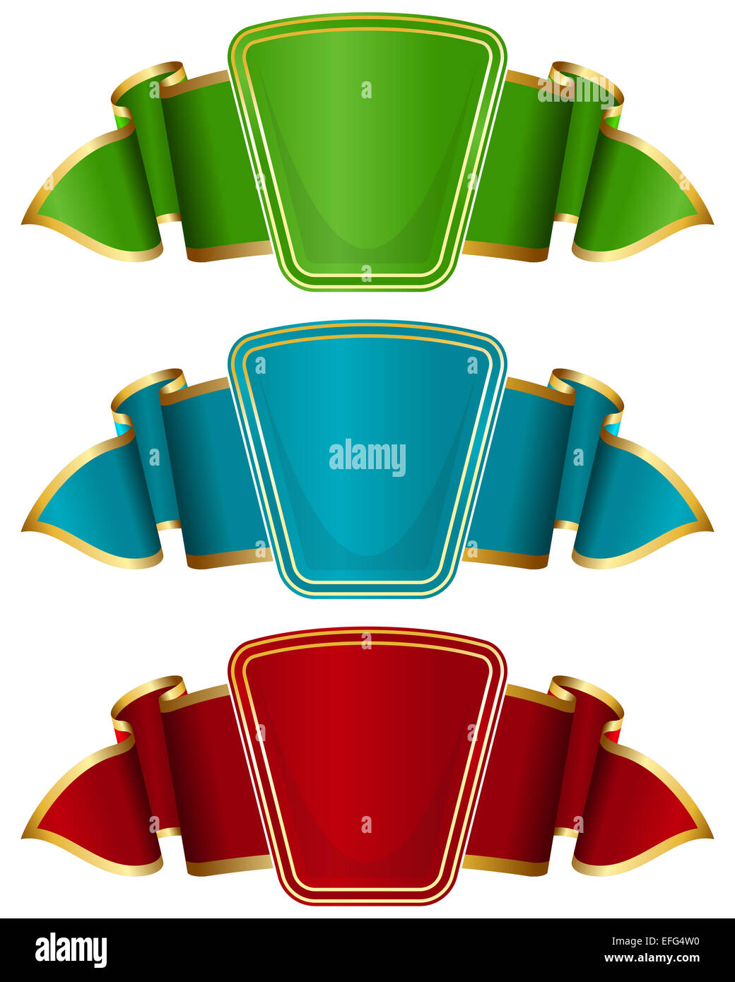 Collection frame with ribbon in 3 color on white Stock Photo - Alamy