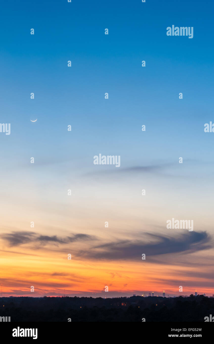 Atlanta sunset skyline under a crescent moon Stock Photo - Alamy