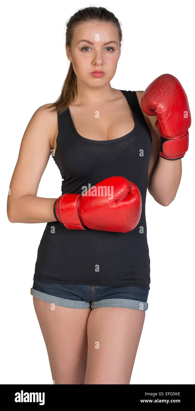 Woman in boxing gloves posing Stock Photo - Alamy