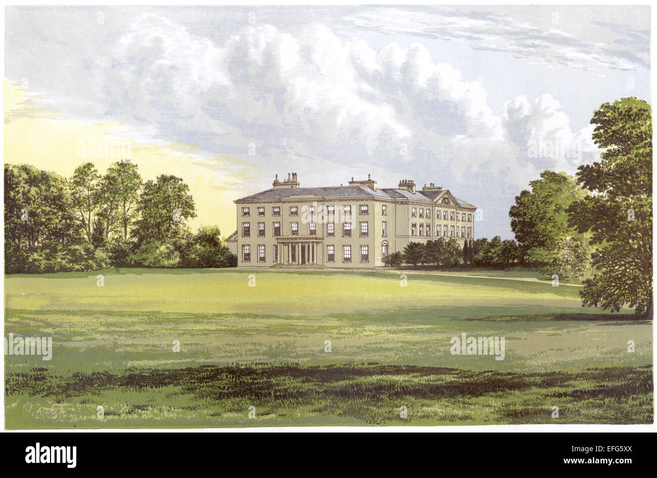 A coloured illustration of Farnham House, Cavan, Ireland scanned at ...