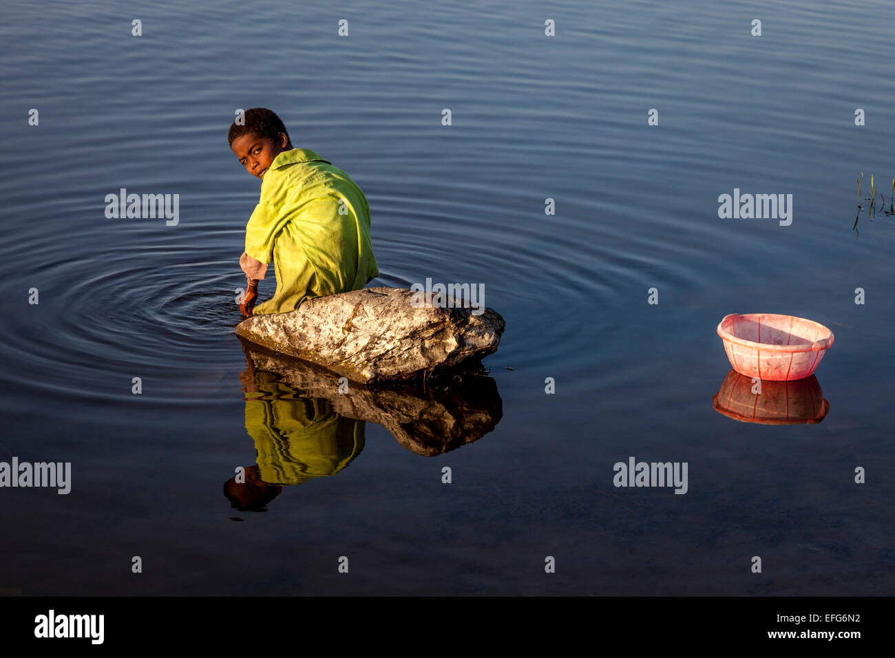 A Young Boy Washing In Lake Hawassa, Hawassa, Ethiopia Stock Photo - Alamy