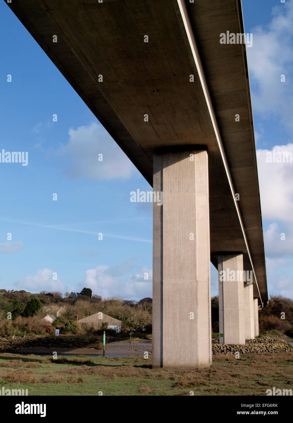 Wadebridge Bypass Viaduct from below which crosses the River Camel on ...