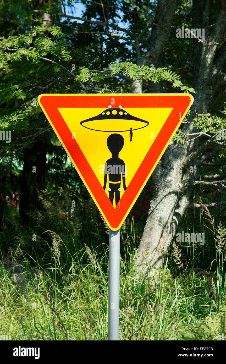 U.F.O. Warning Sign, Finland Stock Photo - Alamy