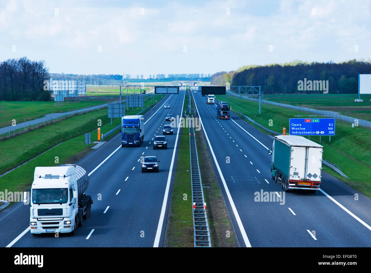 Polish A4 motorway near Gliwice Stock Photo - Alamy