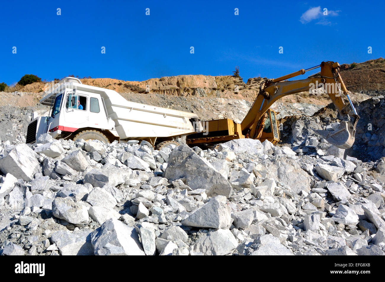 Vehicles working in quarry in hi-res stock photography and images - Alamy