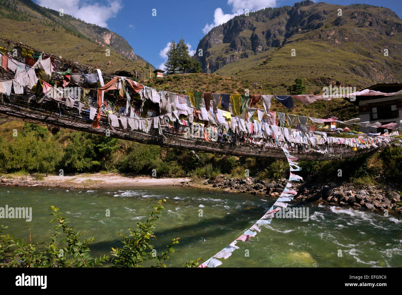 BHUTAN - Famous chain link bridge, first made by the Iron Bridge Lama ...
