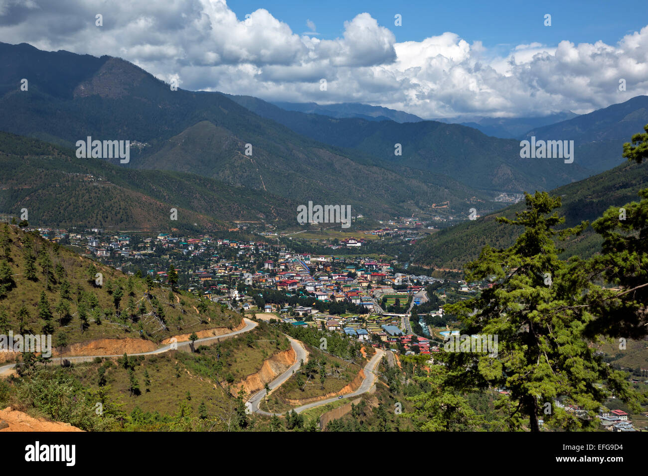 BU00015-00...BHUTAN - View of the capital city of Thimphu from the site ...