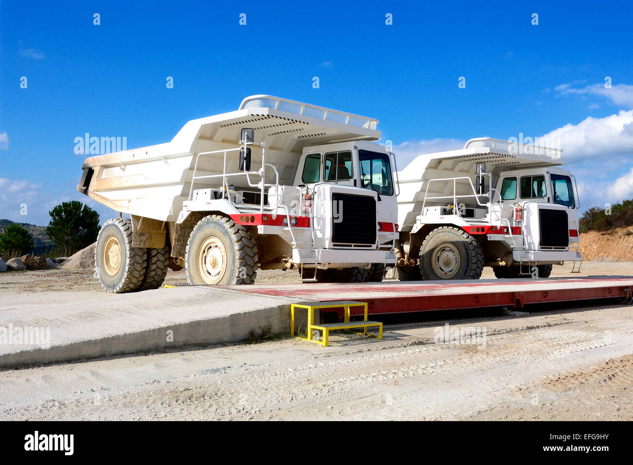 Vehicles involved in a mine extraction of talc Stock Photo - Alamy