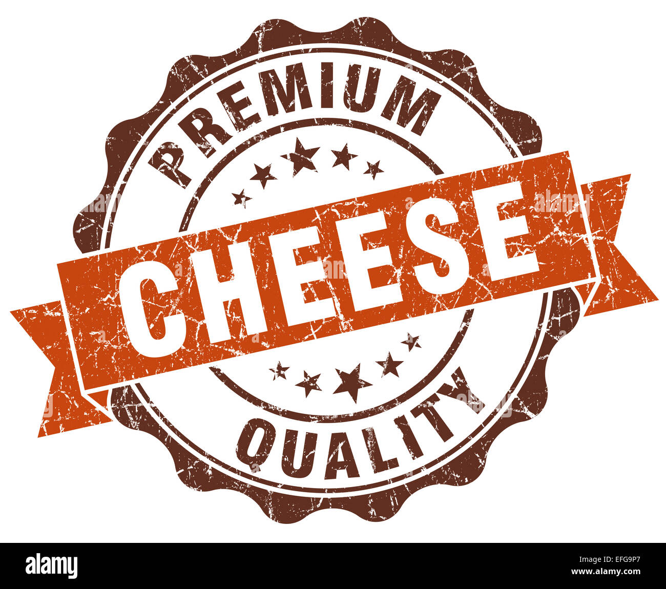 cheese brown vintage seal isolated on white Stock Photo - Alamy