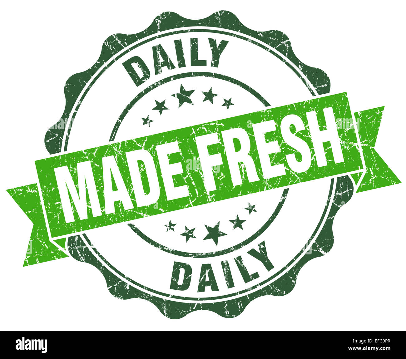 made fresh daily green vintage seal isolated on white Stock Photo - Alamy