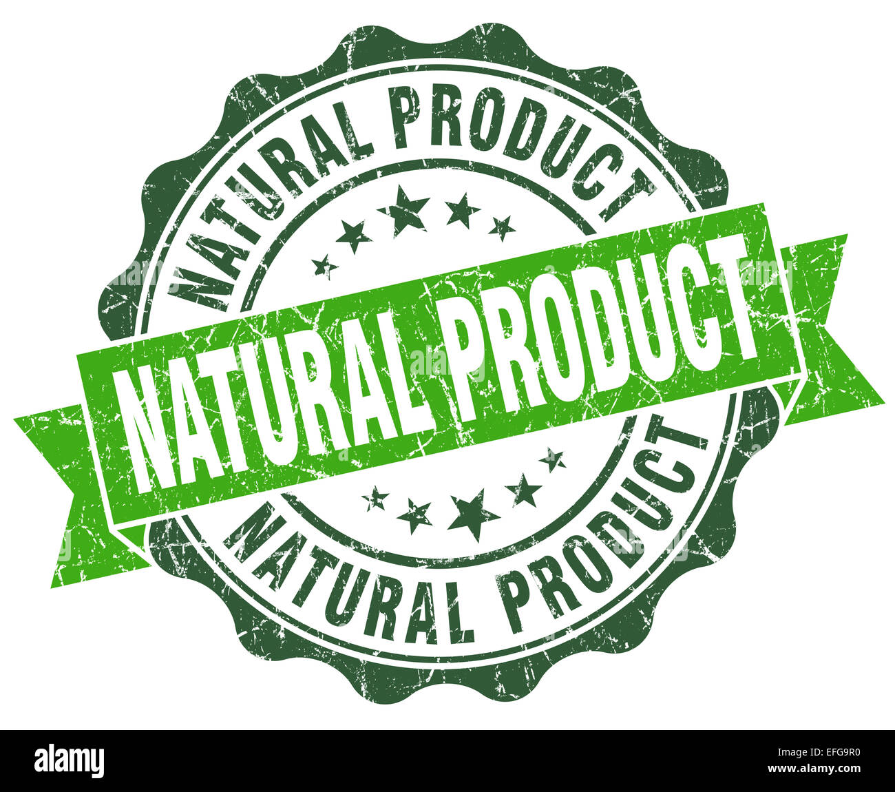 natural product green vintage seal isolated on white Stock Photo - Alamy