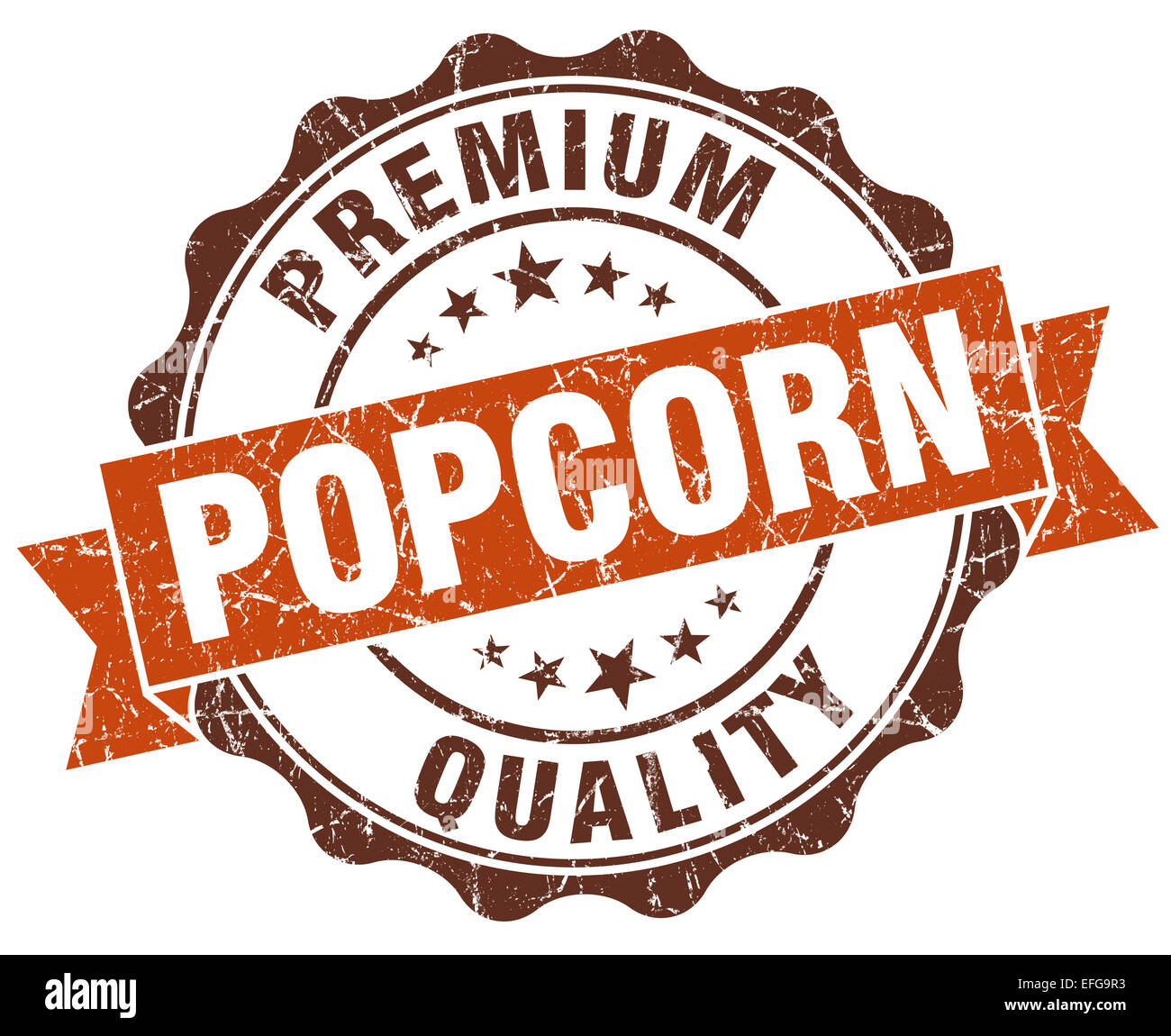 popcorn brown vintage seal isolated on white Stock Photo - Alamy