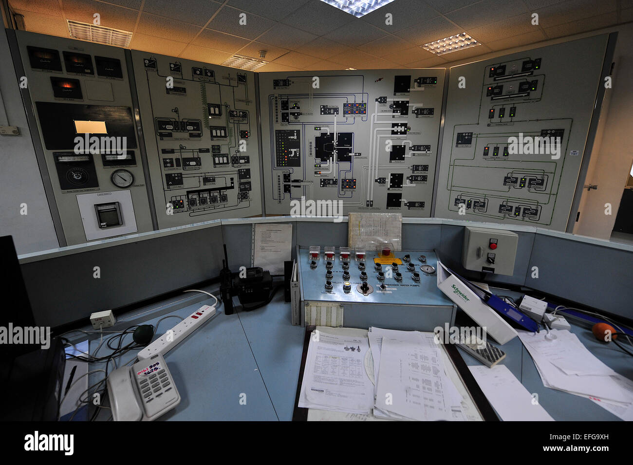 control room for power and heating in basement of 1960s skyscraper ...
