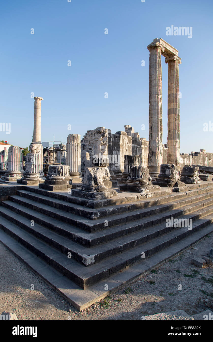 Temple of Apollo columns in Didyma antique city Didim Turkey Stock ...