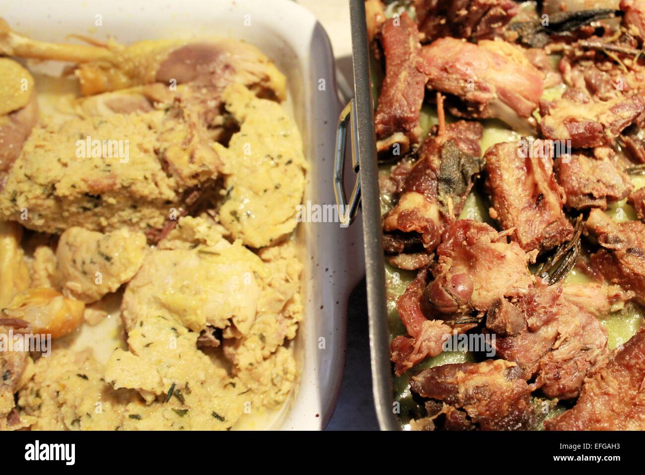 trays of mixed meat for Christmas dinner Stock Photo - Alamy