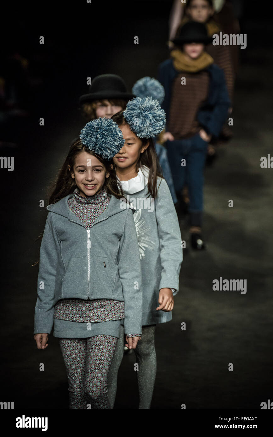 Barcelona, Spain. 3rd Feb, 2015. Models on the catwalk present the new ...