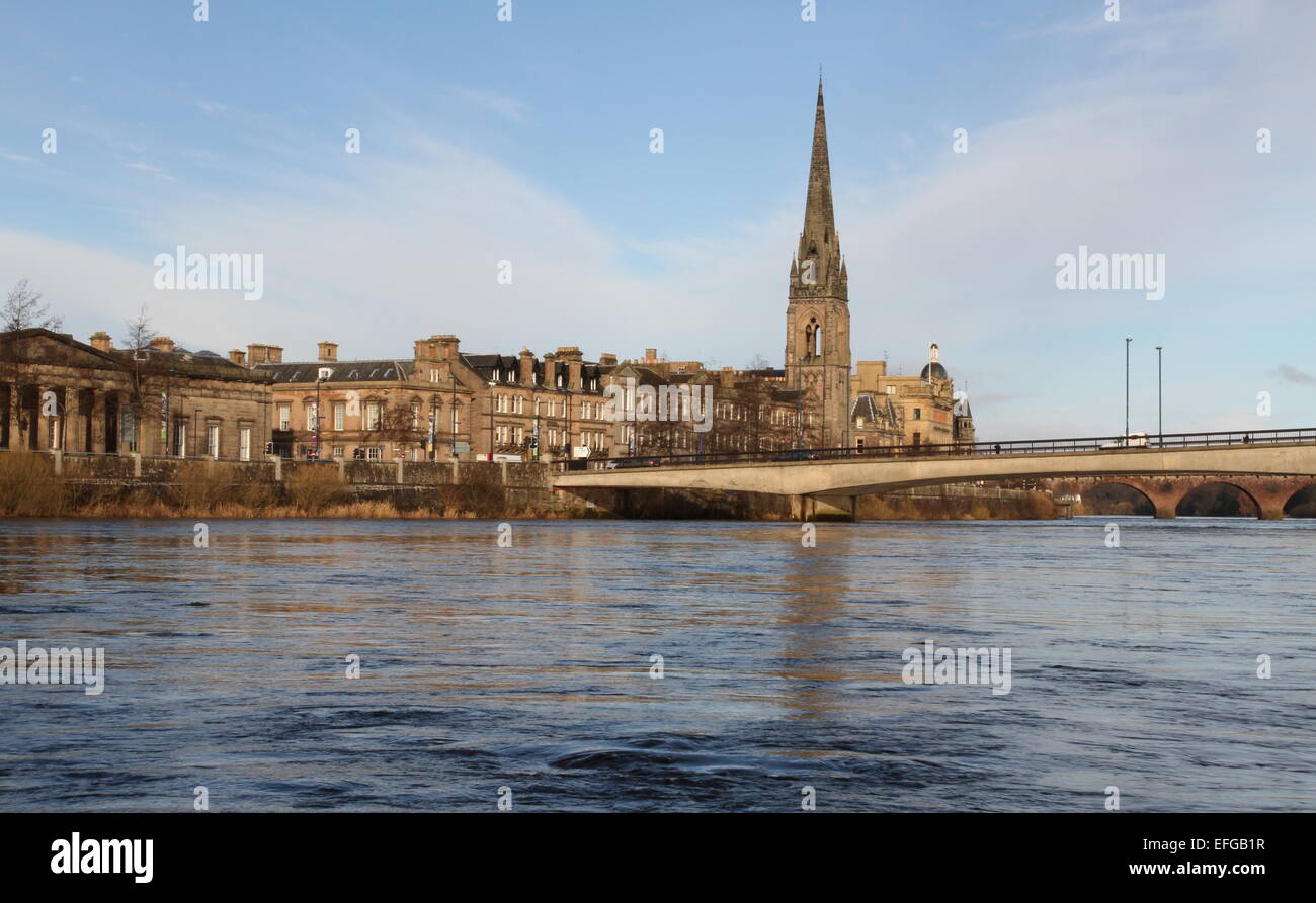 Perth waterfront and River Tay Scotland January 2015 Stock Photo - Alamy