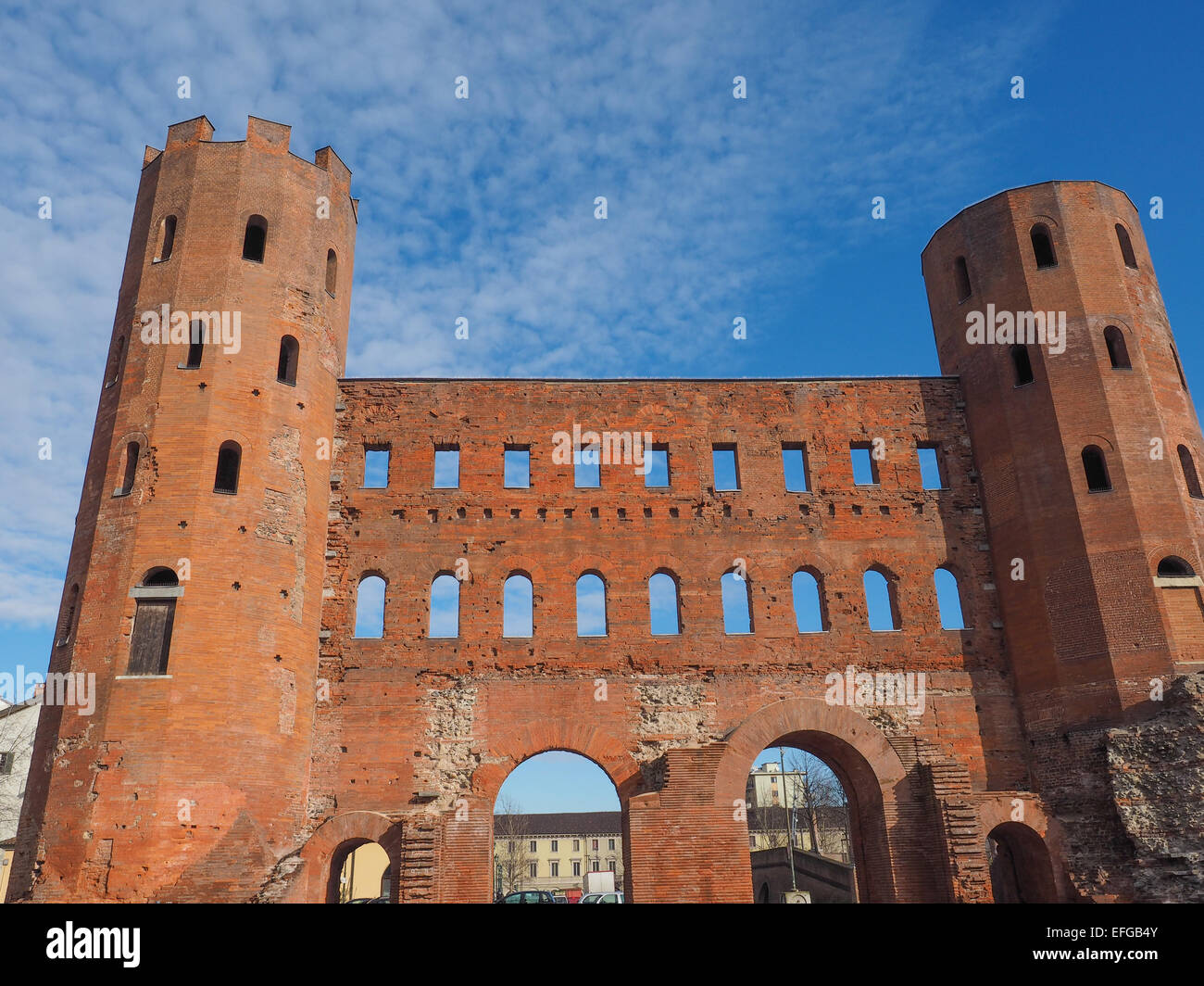 Porte Palatine ancient roman gates ruins in Turin Italy Stock Photo - Alamy