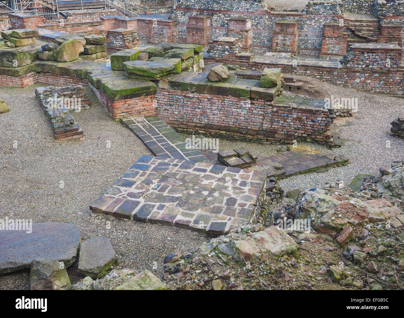 Ruins of the ancient Roman theatre in Turin Italy Stock Photo - Alamy